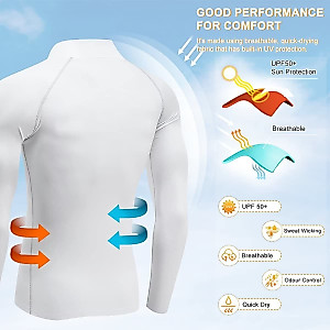 Ski Base Layer Men Cold Weather Turtleneck Mens Thermal Long Sleeve Shirt Fleece Compression Shirts for Men Running Cycling Hiking Hunting Thermals Underwear Tops,Quick Dry High Wicking 3237 White M