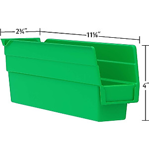 Akro-Mils 30110 Plastic Nesting Shelf Bin Box, (12-Inch x 3-Inch x 4-Inch), Green, (24-Pack)