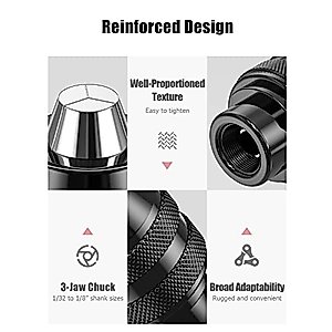 Drill Chuck Collet Set for Dremel, 1/32" to 1/8" Replacement 4486 Drill Keyless Bit Chuck Shank Rotary Tool Quick Change Adapter with Replacement 4485 Brass Quick Change Rotary Drill Nut Tool Set
