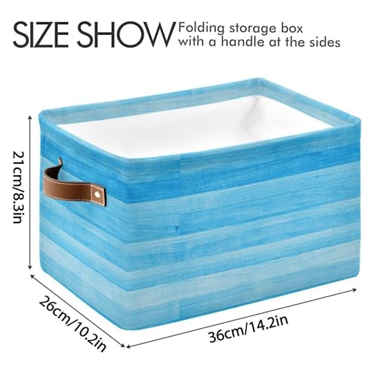 Blue Wood Panel Texture Storage Basket Bins Decorative Toy Organizer Bins Laundry Hamper Baskets with Handles for Pet Books Clothes Makeup Nursery Closet Office,1 pcs