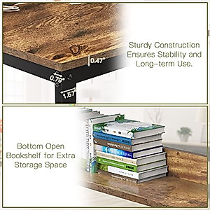 WiberWi L Shaped Desk, Office Computer Corner Desk, 55 inch Home Gaming Desk Table, Writing Study Workstation with Storage Shelves for Home Office, Space-Saving, Industrial, Rustic Brown