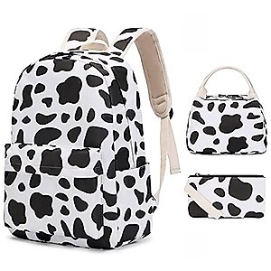 Sunborls Backpack for Teen Girls Lightweight High-capacity Middle Student Bookbag Women Backpack With Lunch bag Pencil Bags Student Bookbags 3Pcs(cow pattern)