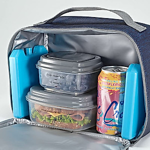 Fit & Fresh Cool Coolers, 5 Pack Days of the Week Ice Blocks, Compact & Reusable Ice Packs for Lunch Boxes & Coolers, Blue
