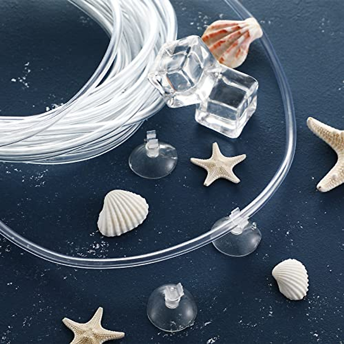 Boao 32.8 ft Aquarium CO2 Proof Tubing Clear Airline Tubing Aquarium Air Tubing 5/16 Inch with 12 Pcs Suction Cups Aquarium Air Pump Accessories for Fish Tank