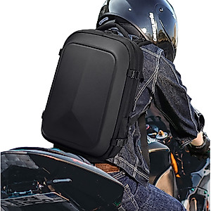 Hard Turtle Shell Motorcycle Backpack Men- Black Large Waterpfoof bagpacks For Racing,Riding,Gaming Hard Laptop bookbags 17 inch With USB Charging Port