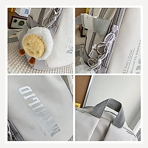 HIQUAY Kawaii Japanese Korean harajuku cute aesthetic backpack teenage school gift for birthday Christmas (grey)