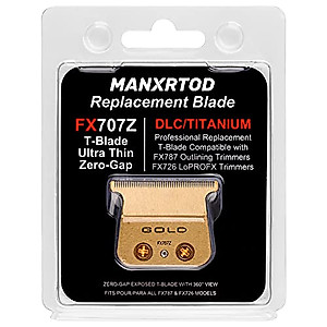 FX707Z Replacement Blades for All BaBylissPRO FX787 & FX726 Trimmers, DLC Replacement Blades Compatible with BaByliss Trimmer Blades, Gold