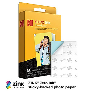 Kodak Printomatic Digital Instant Print Camera (Black) & Printomatic Digital Instant Print Camera (Pink) Print Memories Instantly & 2"x3" Premium Zink Photo Paper (50 Sheets) (Pack of 1)