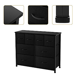 AZL1 Life Concept Bedroom, Wide Fabric Dresser for Storage and Organization, Black (8-Drawers)