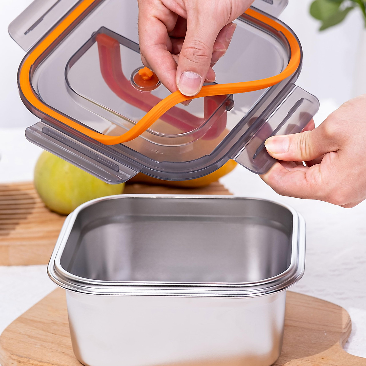 Generic Modern Eco-Friendly 304 Stainless Steel Leak Proof Containers with Silicone Lids - Rectangular Lidded Airtight Food Storage for School, Daycare, Office Lunches, Picnics, Travel Snacks