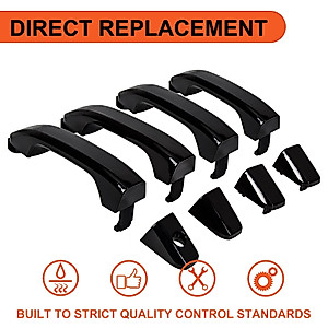 ECOTRIC 4Pcs Exterior Door Handles Replacement Compatible with 2014-2019 Chevy Silverado GMC Sierra Replacement for 22923605 23236150 22929464 22923599 84713668 22929412 Black