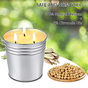 Citronella Candles Outdoor Large Bucket Candle, 3 Wick 17 oz Scented Candles Gift Set 100 Hour Burning for Patio Yard Indoors Garden Home Balcony Natural Soy Wax Candles Set Women Wedding Birthday