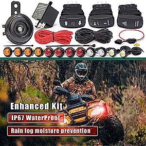 YUXIVCNE Universal ATV UTV SXS Turn Signal kit,Street Legal Kit with Rocker Switch Turn Signal Light Horn Flash Kit with Relay Fuse Wire for ROV ATV Golf SXS Car Compatible with Polaris and More