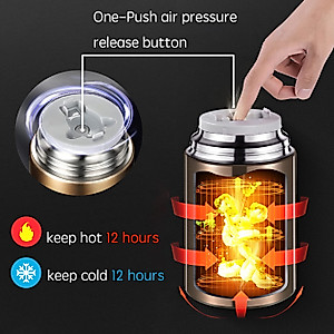 ADORBO 32 Ounce Insulated Stainless Steel Lunch Thermos, Leak Proof Soup Container Food Jar for Hot or Cold Food