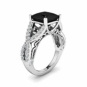 DESTINY JEWEL Black Princess Cut Diamond 2.25Ct Diamond Engagement Wedding Ring_6