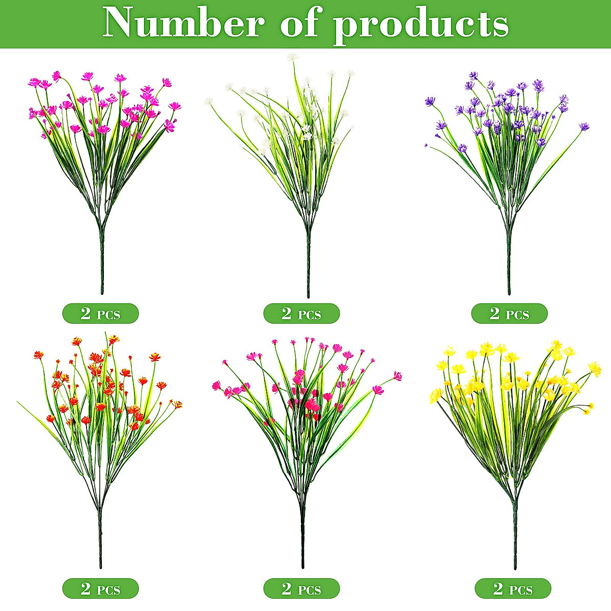 WILLBOND 12 Bundles Faux Flowers Outdoor UV Resistant Faux Plants Shrubs Plastic Rose Flowers Planter Faux Flowers for Home Window Box Kitchen Office Wedding Garden Hanging Decor