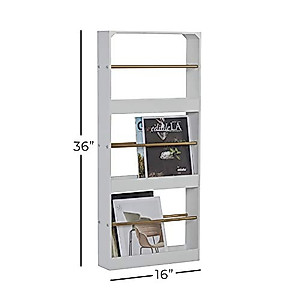 Deco 79 Glam Wood Rectangle Wall Shelf, 16" x 4" x 36", White