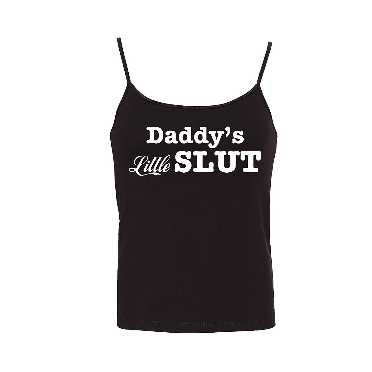 Knaughty Knickers Daddy's Little Slut Fun Flirty Camisole Cami Tank Top Sleep Wear Fitted Scoop Neck Black
