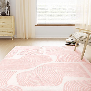 ODIKA Zen Garden Area Rug - Ultra Soft Area Rug 3x5, Non Slip, Stain Resistant Living Room Rug, Washable Area Rugs for Living Room, Rugs for Bedroom (Pink, 3x5)