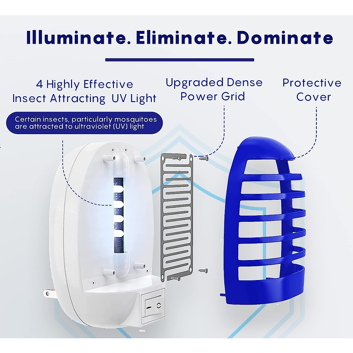 Bug Zapper Indoor, Fly Zapper for Indoors, Ariie Electronic Mosquitoes Killer Mosquito Zapper with Blue Lights for Living Room, Home, Kitchen, Bedroom, Baby Room, Office(4 Packs)