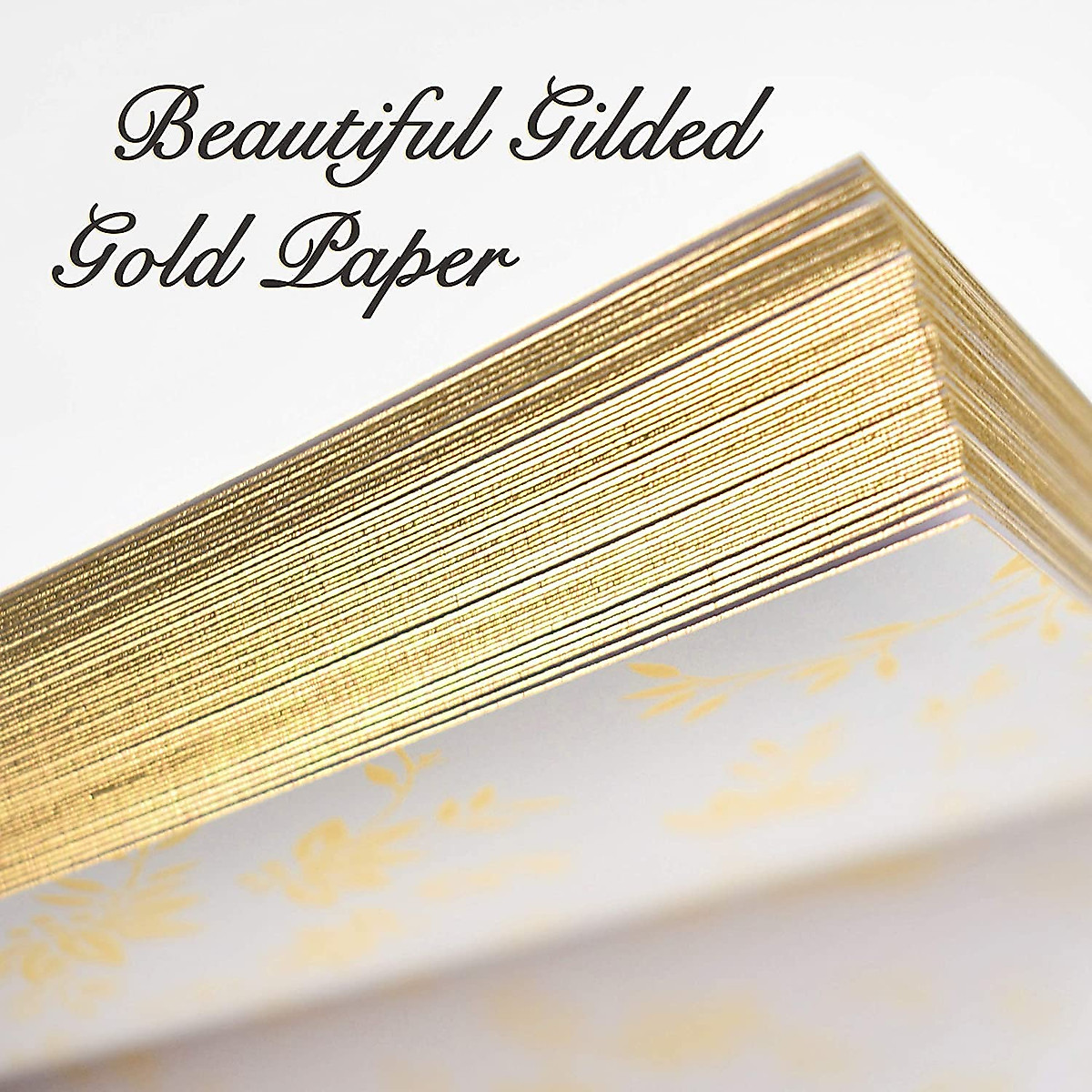 Guest Book for Wedding, Wedding Guest Book - Registry Sign-in Book for Wedding, Reception, Birthday, Baby Shower - White Guestbook/Bookmark & Gold Rose Floral Design - 8.5" x 6" (100 Pages)