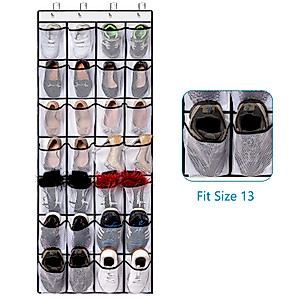 REGELOGO 28 Large Pocket Over the Door Shoe Organzier, Hanging Shoe Rack for Door Large Capacity Shoe Organizer Holder with 4 Metal Hooks