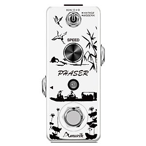 Amuzik Guitar Phaser Pedal Analog Phase Effect Pedal For Electric Guitar Vintage & Modern Modes With Mini Size True Bypass, AK-313