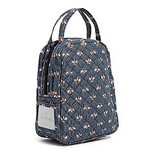 Vera Bradley Women's Cotton Lunch Bunch Lunch Bag, Bees Navy - Recycled Cotton, One Size