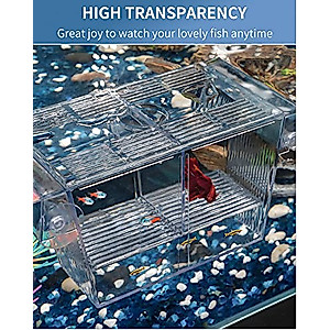 Pawfly Aquarium Fish Breeding Box Acrylic Hatchery Incubator Tank with Suction Cups Medium Isolation Box for Baby Fish Shrimp Betta and Guppy
