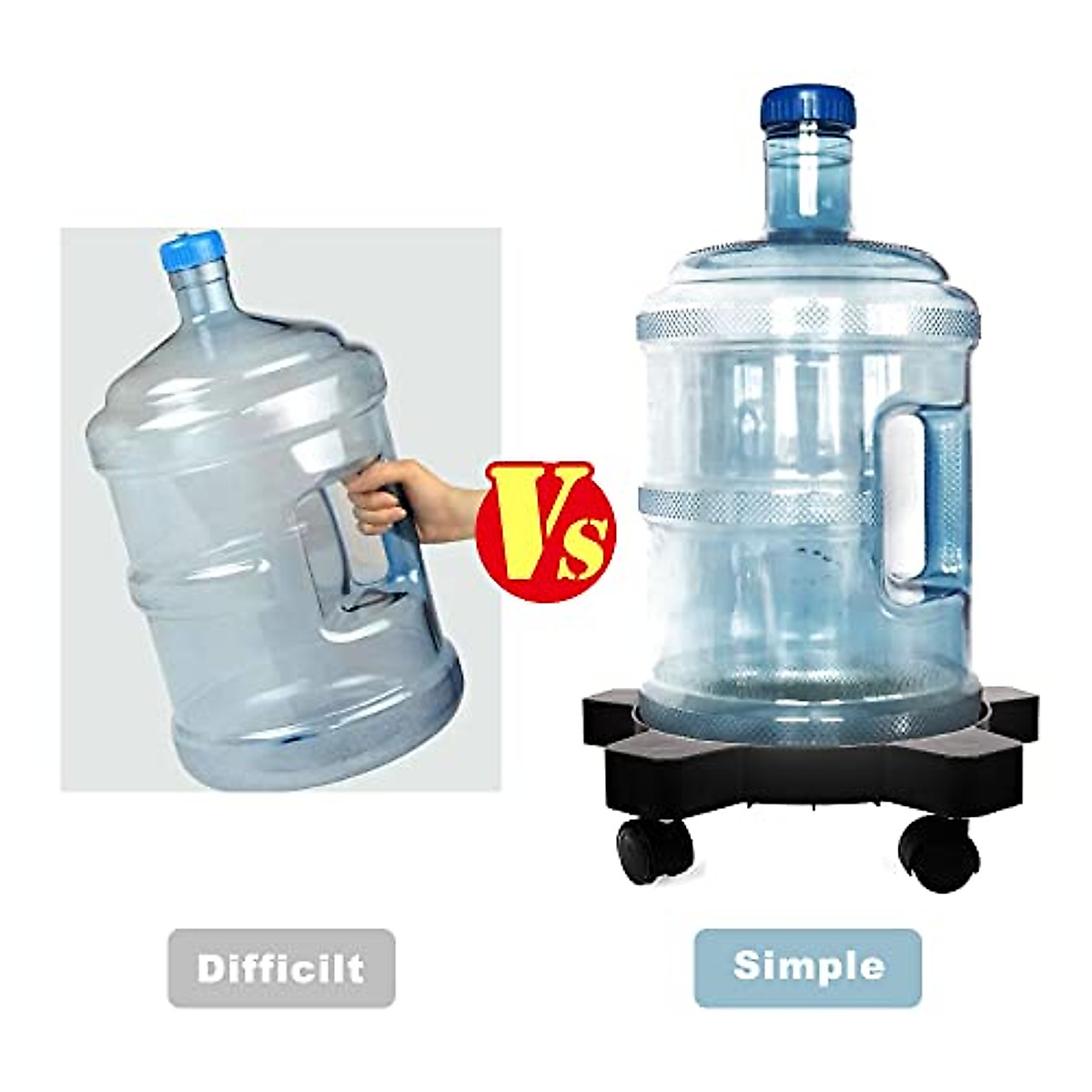 CNQLIS 5 Gallon Heavy Duty Drum Dolly with 5 Swivel Wheel Casters 77 Pound Capacity Drum CartAnti-Tipping for Flower Pots and Buckets Use 11" Diameter（Black）