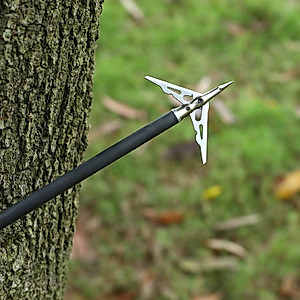 KEAUP 100 Grain Mechanical Broadhead 6 Pack, 2 Blade Broadhead, Hunting Broadhead, 2" Cutting Archery Broadhead Reusable for Compound Bow Hunting (100 Grain)