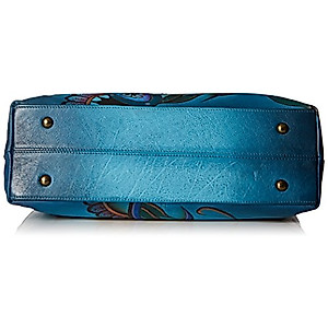 Anna by Anuschka Hand Painted Leather Women's Large Shoulder HOBO, Denim Paisley Floral