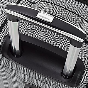 LONDON FOG Softside Spinner Luggage,Telescoping Handles, Black Menswear Plaid, Carry-On 20-Inch