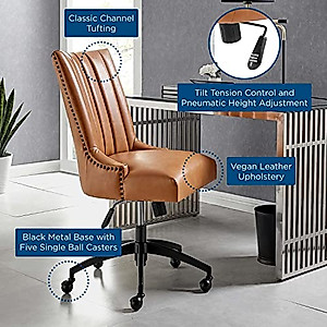 Modway Empower Channel Tufted Vegan Leather Office Chair in Black Tan 27 x 22 x 38.5