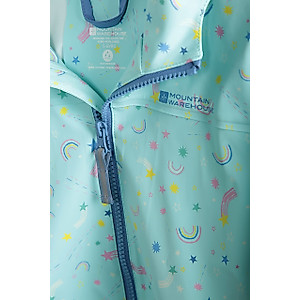 Mountain Warehouse Kids Raindrop Waterproof Rain Jacket & Pants Set Teal 3T-4T