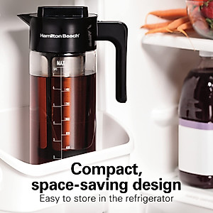 Hamilton Beach Cold Brew Iced Coffee Maker and Tea Infuser 1.7 L (57.5 oz.), Glass Pitcher with Removable Stainless Steel Filter