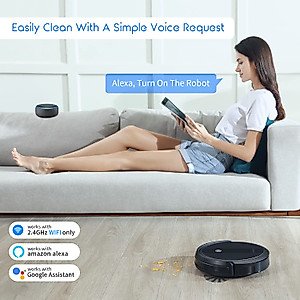 AIRROBO Robot Vacuum Cleaner, 2600Pa Strong Suction Power Robotic Vacuums, WiFi Connected, App Control, Works with Alexa and Google Home, Self Charging, Ideal for Hard Floor, Carpet, Pet Hair, P10
