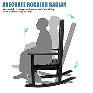 Betterhood Presidential Rocking Chair, High-Density polyethylene Outdoor Rocker Chair, Oversized Patio Chair for Garden Lawn with 400lbs Support, Black