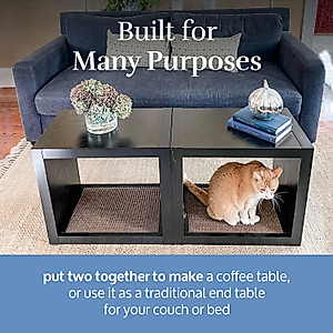 Designer Pet Products Bailey Cat Scratcher, Wooden Cat Scratcher and End Table, Sisal Scratching Furniture Post for Cats and Kittens, Interior Design Scratching Post, Espresso - Dark Wood Veneer