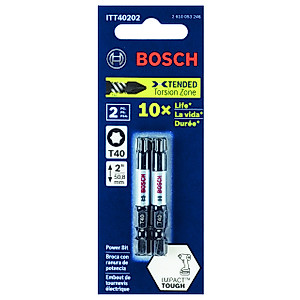 BOSCH ITT402B 10-Pack 2 In. Torx #40 Impact Tough Screwdriving Power Bits
