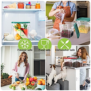Lallisa 4 Pcs 6 Qt and 4 Qt Food Storage Containers with Lids and Handles Square Food Containers with Scales Polycarbonate Air Tight Containers for Home Storage Kitchen Restaurant