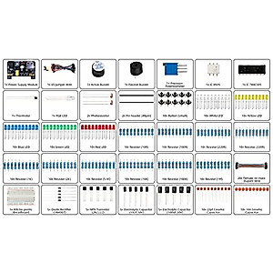 Smraza Basic Starter Kit for Arduino,Breadboard, Power Supply, Jumper Wires, Resistors, LED, Electronic Fun Kit Compatible with Arduino R3, Mega2560, Nano, Raspberry Pi