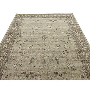 Unique Loom La Jolla Collection Farmhouse, Contemporary, Botanical, Traditional, Vintage Area Rug, 9 x 12 ft, Light Brown/Dark Brown