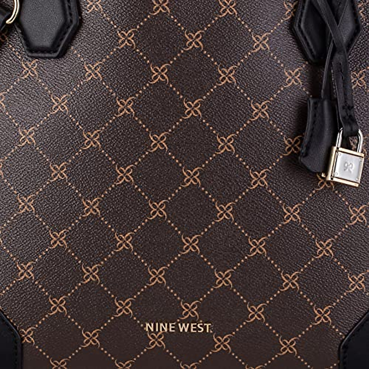 NINE WEST womens Brooklyn Jet Set Carryall SATCHEL, Brown/Black, One Size US