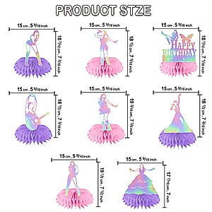 8 Pcs Iridescent Party Decorations Honeycomb Centerpieces, Happy birthday Table Decorations, birthday Party Decorations 3d Double Side Honeycomb Decorations for birthday Day Party