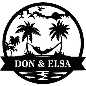 Beach Palm Tree Hammock Personalized Metal Wall Sign Aloha Wall Art Customized with Name for Beach House or Vacation Home - Indoor or Outdoor Beach Decor Made in USA