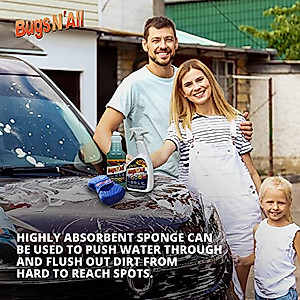 Bugs N’ All Bug Sponge for Car Washing - Ultra Nano Microfiber Sponge Mesh - Effective Car Sponge for Scratch-Free Scrubbing, Bug Splatter, Road Grime, Tar, Pine and Tree Sap Pitch Removal - 1 Sponge