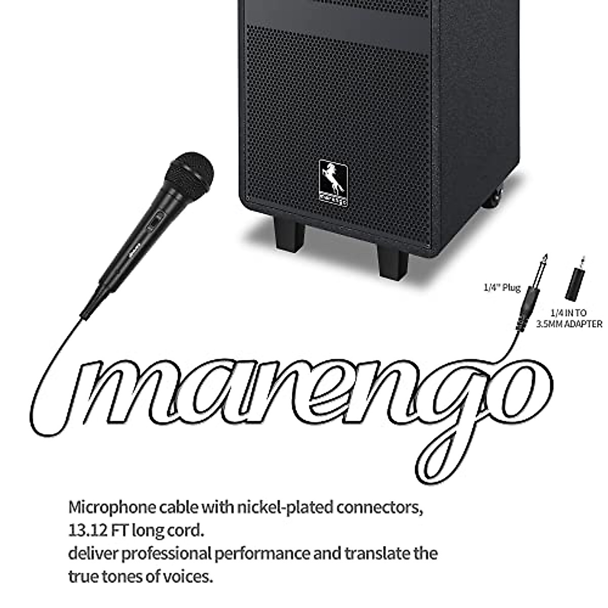 Marengo Handheld Wired Microphone, Cardioid Dynamic Vocal Mic with 13ft Cable and ON/Off Switch, Ideally Suited for Speakers, Karaoke Singing Machine, Amp, Mixer