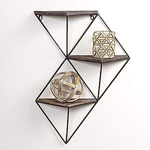 Patton Wall Decor Three Step Wood and Metal Geometric Triangle Wall Shelf