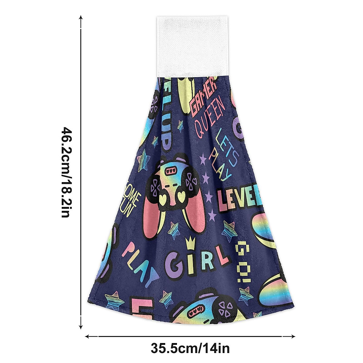 SLHKPNS Pink Girl Joysticks Kitchen Hanging Hand Towels, Video Game Controller Absorbent Tie Towel with Loop 2 PCS Kitchen Linen Sets for Bathroom Restroom Home Decor